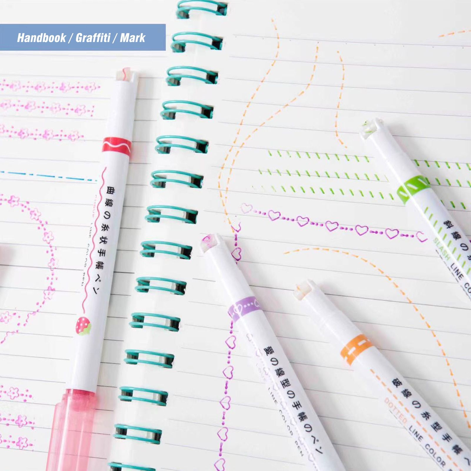 New Curves Highlighter Pen Set 6 Curves Shapes Colored Pens for ...