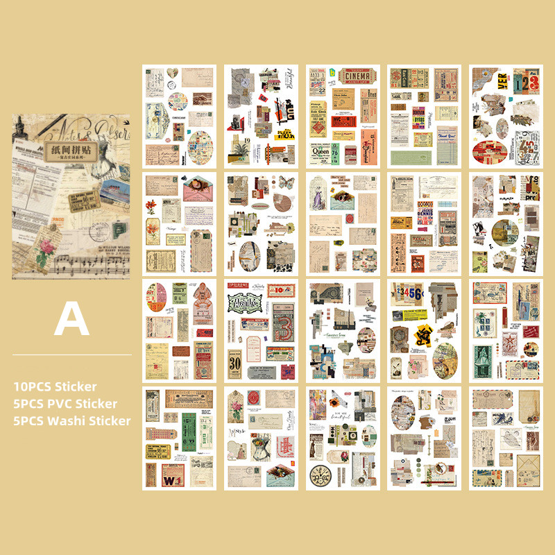 RHS Online 20 Sheets Vintage Estate Series Magazine Sticker Book Washi ...