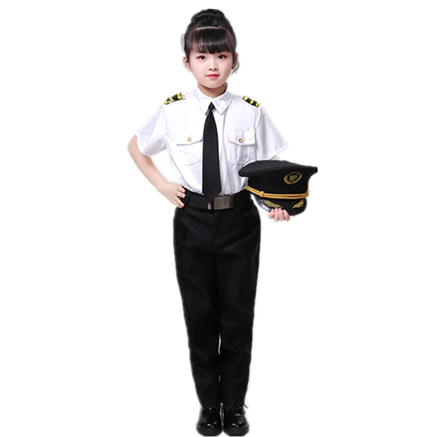 Captain Role Play Stewardess Pilot Costume Boy Girl Cosplay Children's ...