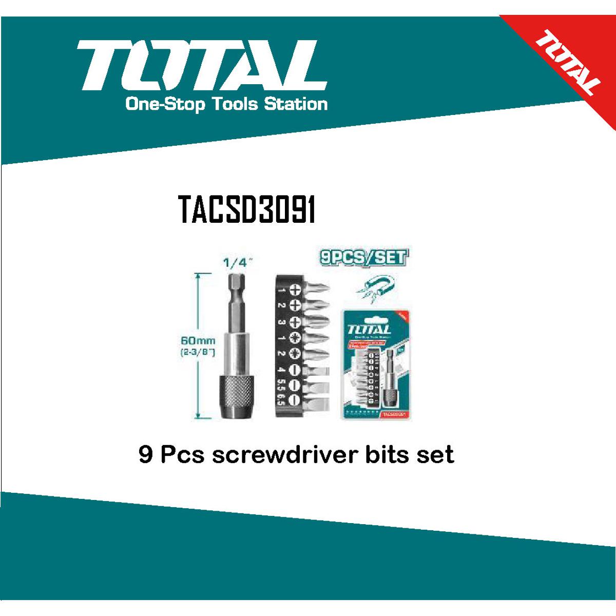 TOTAL 9 Pcs screwdriver bits set TACSD3091 | Daraz.com.bd