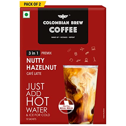Colombian Brew Hazelnut Café Latte, Instant Coffee Powder Premix 400g ...
