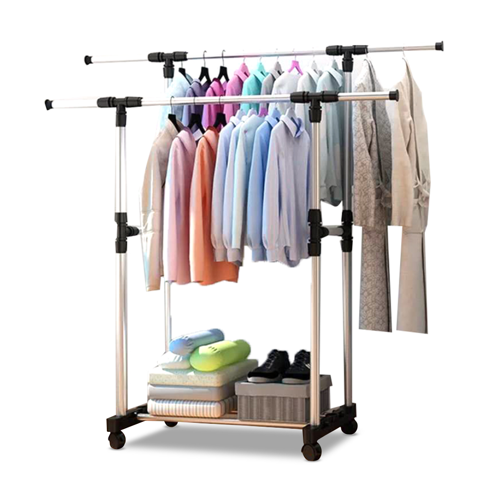 Double Pole Rack - Stainless Steel | Daraz.com.bd