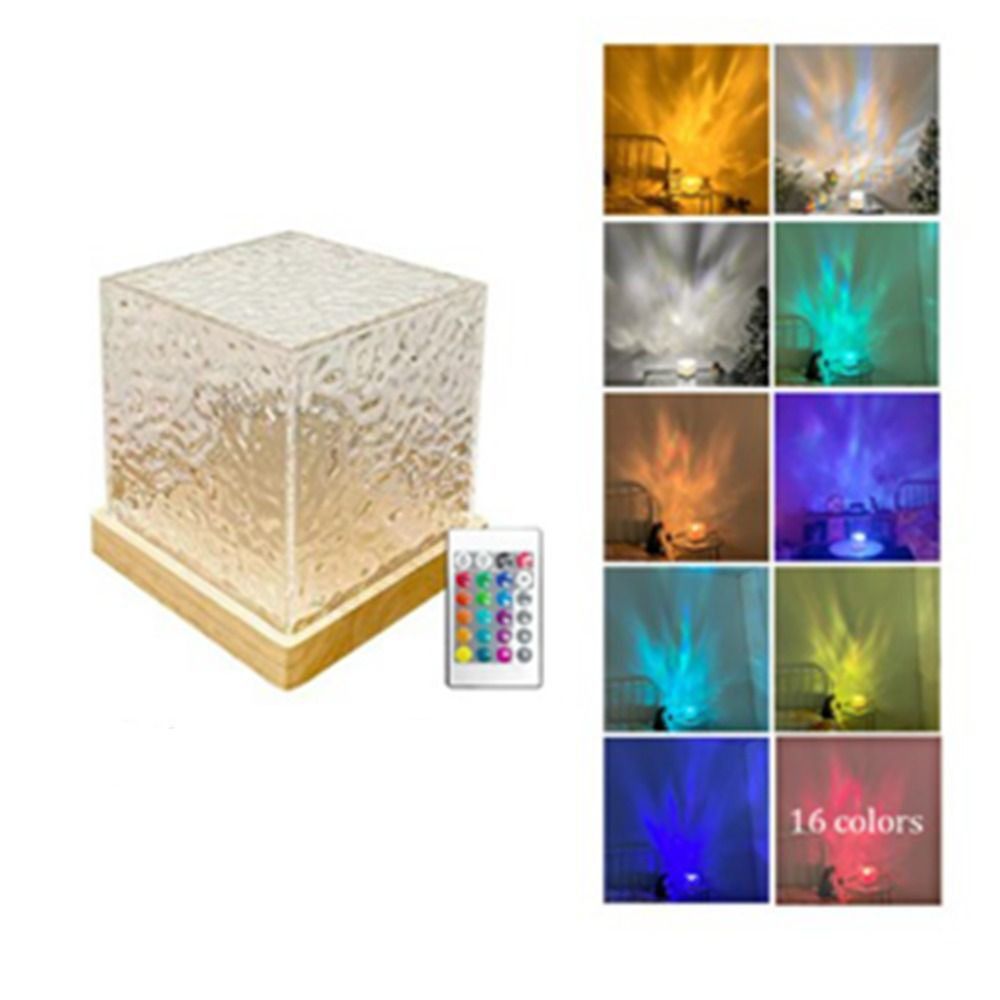 Lighting Lamp 16-Color Rotating Water Ripple Night Light Acrylic With ...