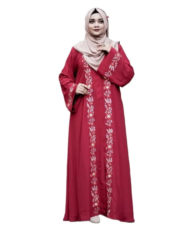 Dubai cherry fabric without hijab beautiful embroidery work borka for ...