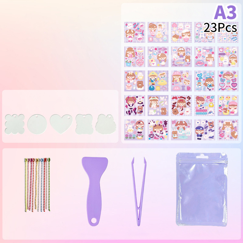 1Set Creative Goo Card Sticker Set DIY Keychain Cartoon Handmade ...