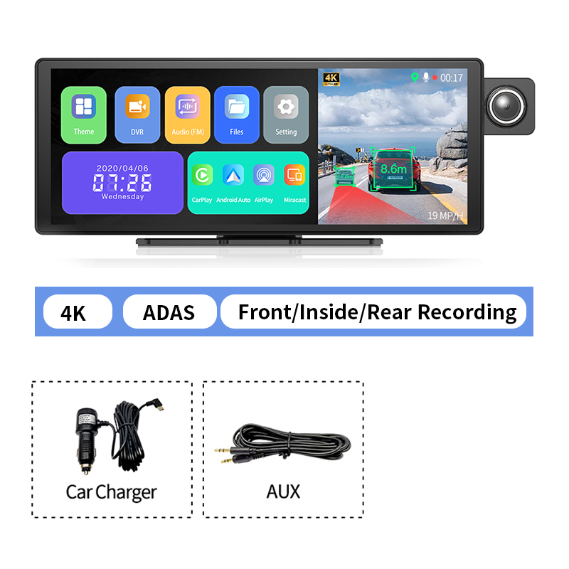11.3 Imagebon H50 Dash Cam 4K ADAS Wireless CarPlay Android Auto 3 ...