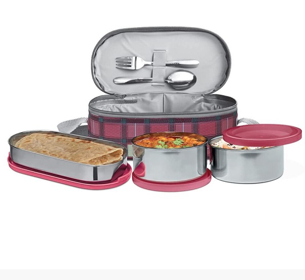 Milton Corporate Lunch 3 Stainless Steel Lunch Box- Pink Color | Daraz ...