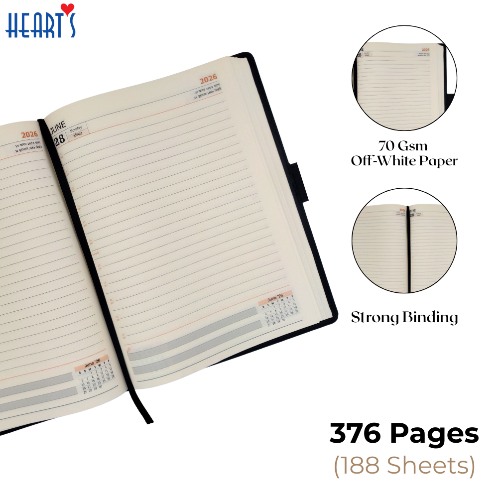 Hearts Executive Diary 2026 – Elegant PU Leather Diary, Notebook ...