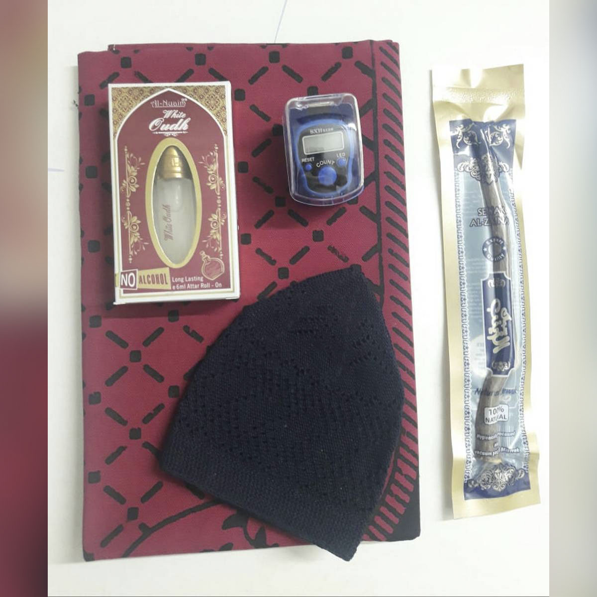 Muslim Prayer (Cap/Tupi/Miswak/Ator/digitalTasbih/Jainamaz)- combo set ...