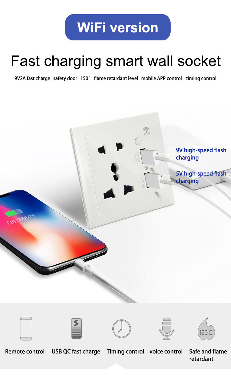 Smart Wifi Socket With Usb Qc3.0 Fast Charging Universal Plug | Works ...