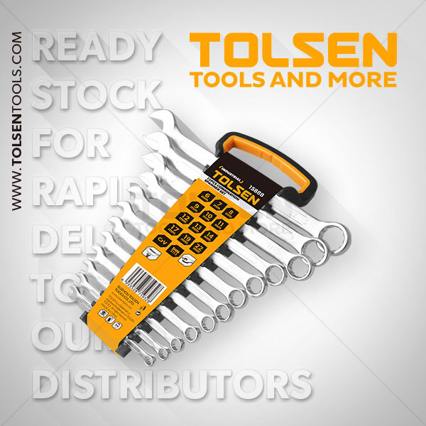 TOLSEN 12Pcs Combination Spanner Set (6,7,8,9,10,11,12,13,14,17,19,22mm) Model: 15888