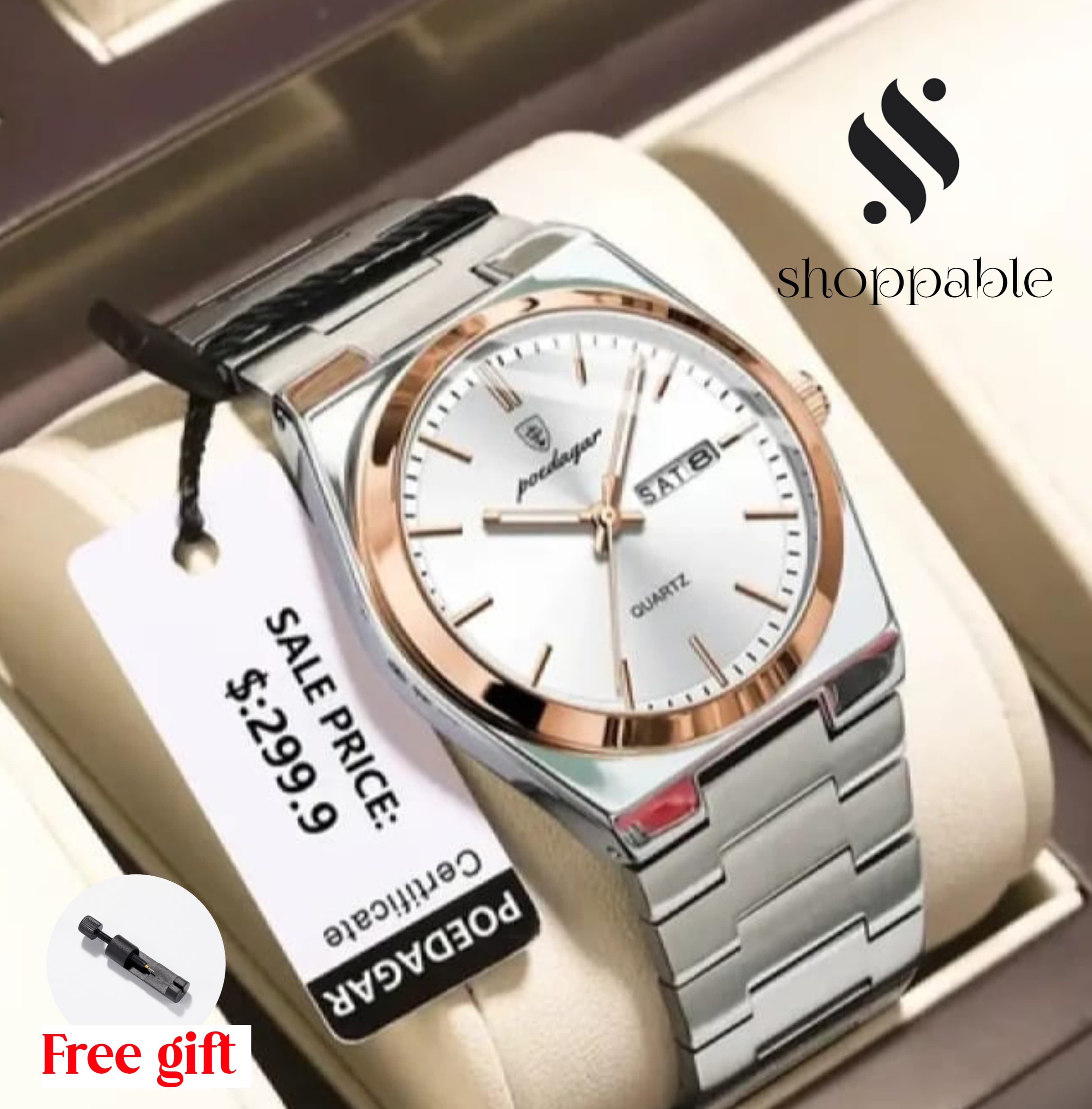 POEDAGAR 930 Business Luminous Stainless Steel Quartz Men’s Watch ...