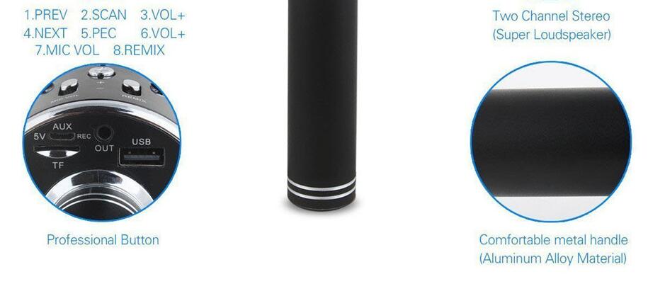 Ws-858 Wireless Bluetooth Karaoke Microphone Speaker Handheld Mic Usb ...