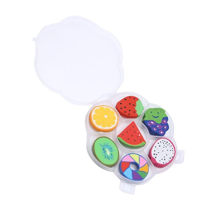 Fruits Shape Erasers - 7pcs box