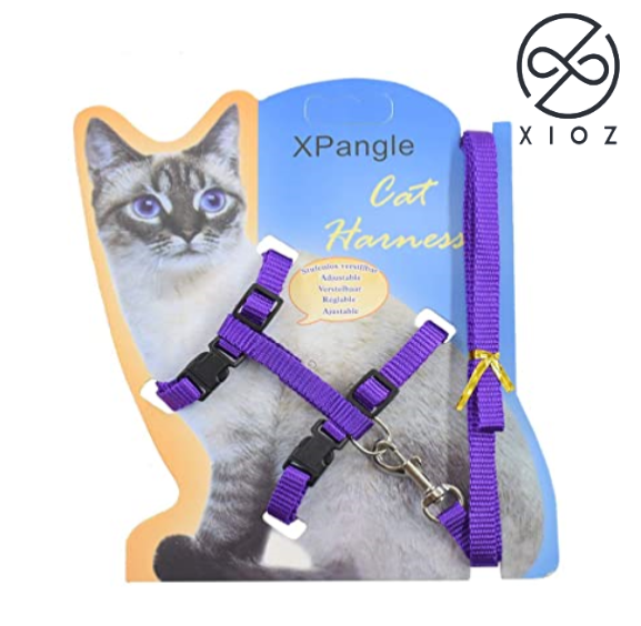 Generic Nylon Pet Cat Kitten Adjustable Harness Lead Leash Collar Belt ...