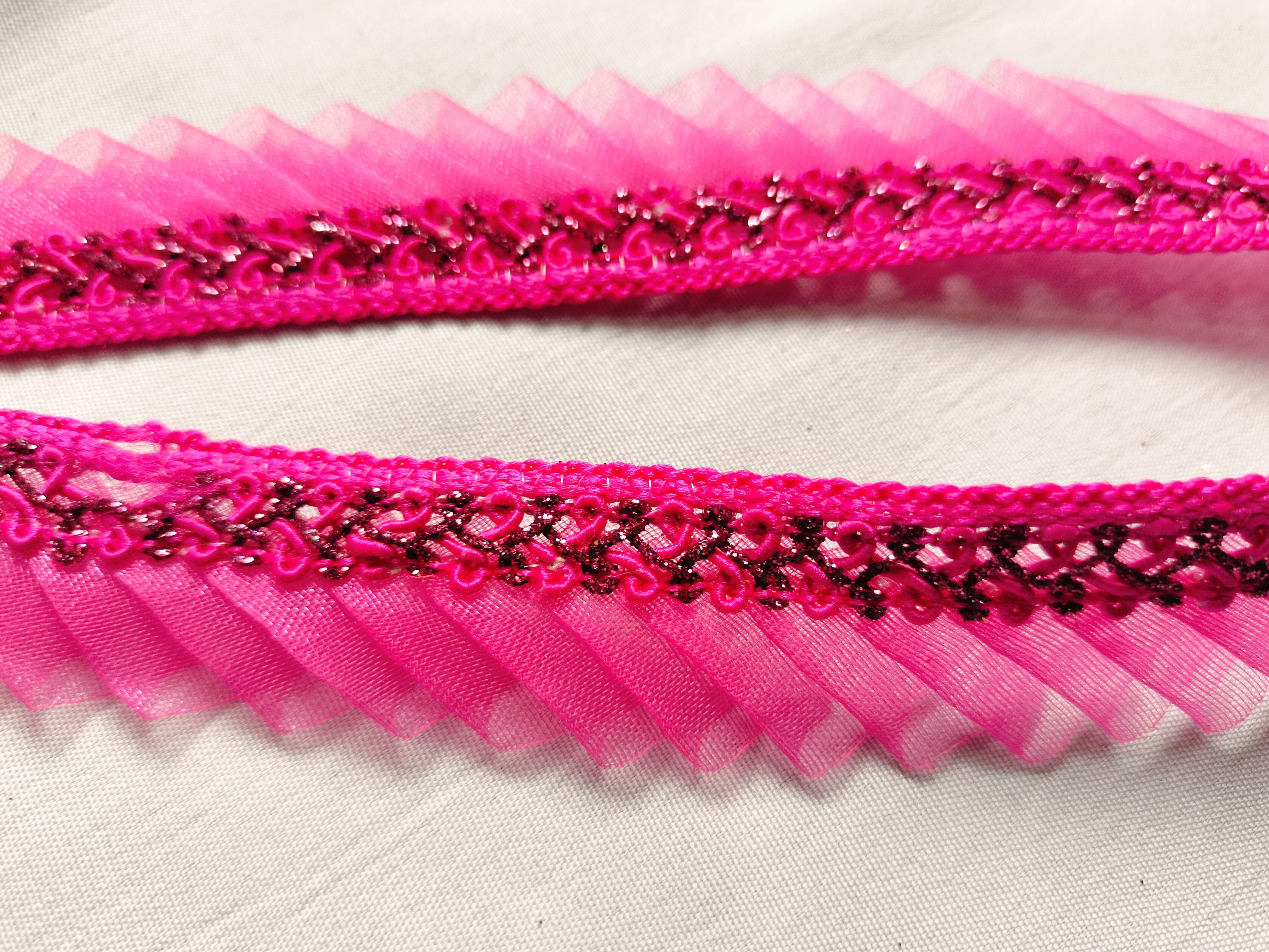 20 yard Frill Fancy Lace Border pink coloure