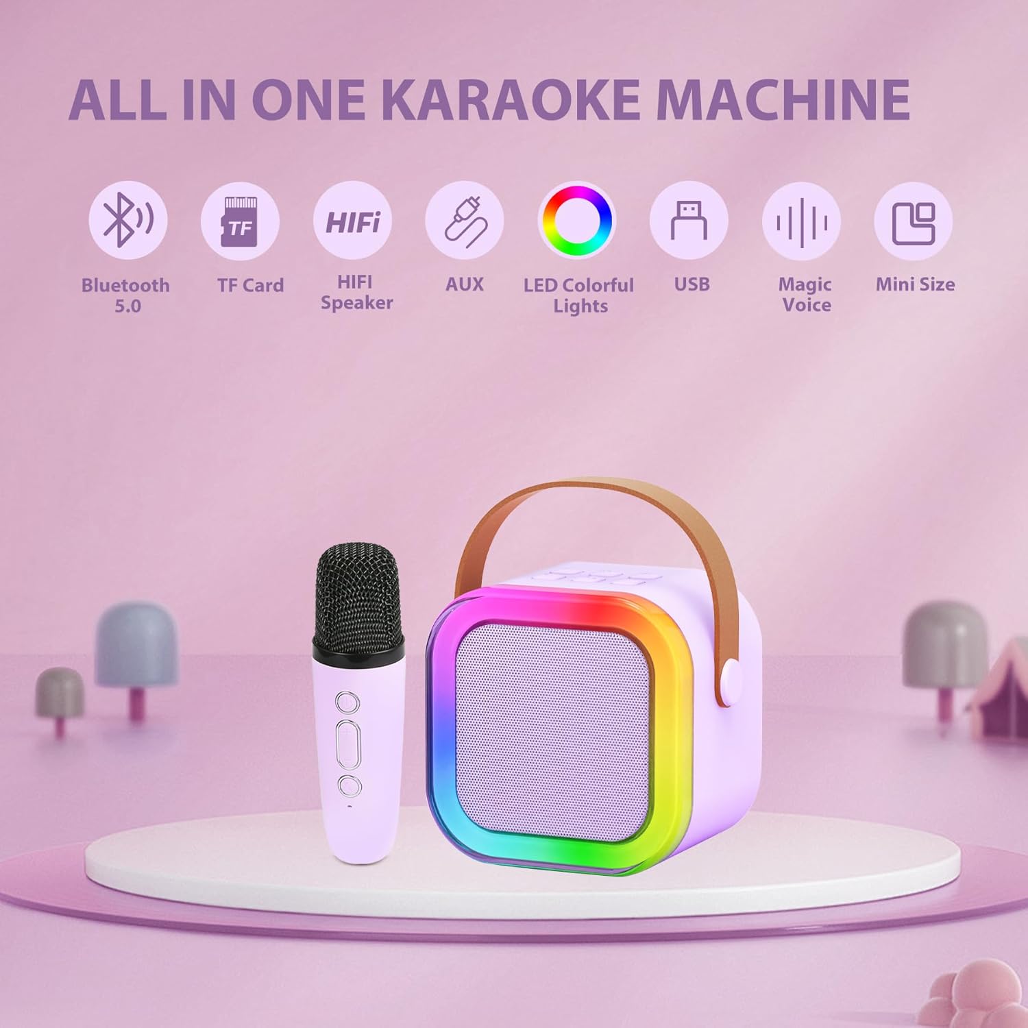 Mini Karaoke Machine for Kids,Portable Bluetooth Speaker with 1 ...
