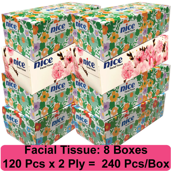 (FS) 8 Boxes nice Perfumed Facial Tissue-Embossed (120 Pcs x 2 Ply/Box ...