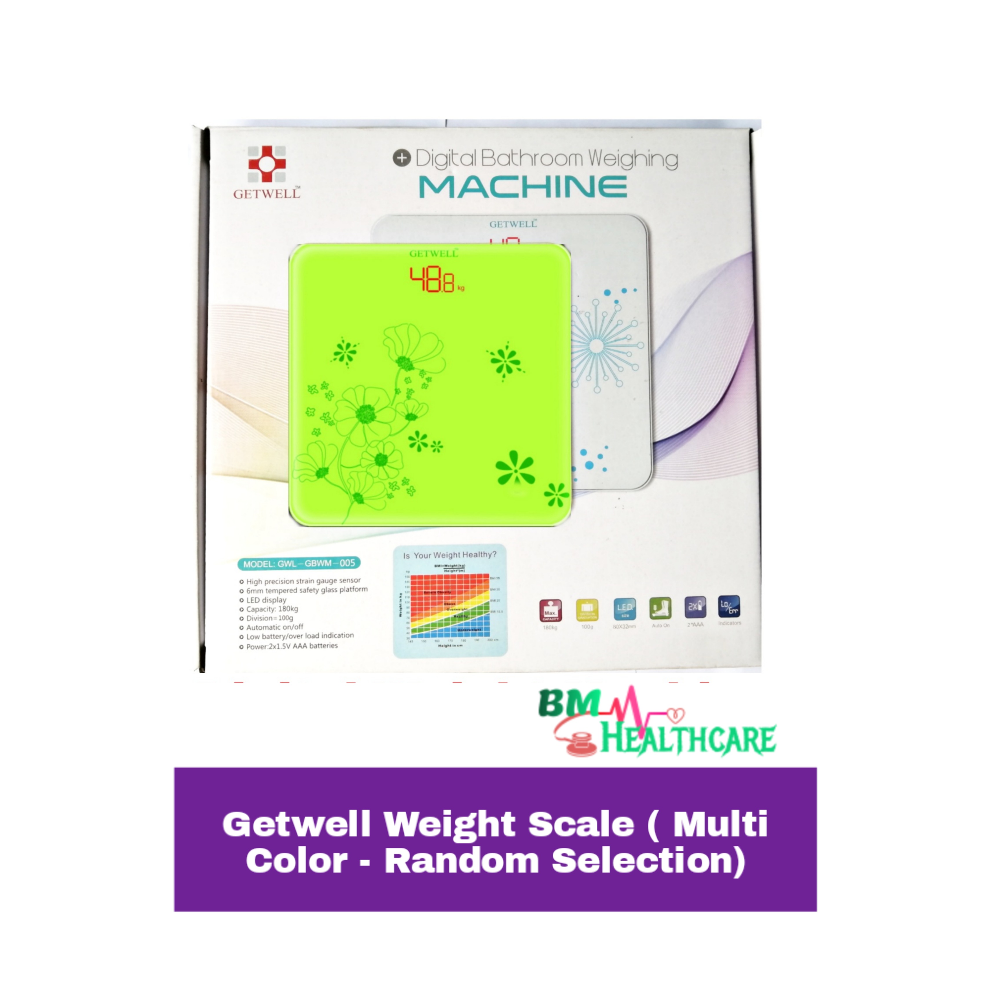Getwell Digital Body Weight Measuring Machine - Bathroom Scale Glass ...