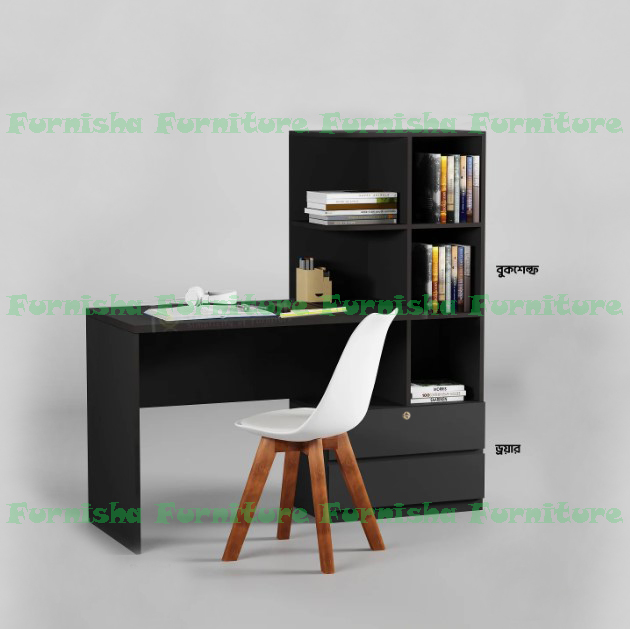 Modern Reading Table with Locker Drawer /Study Desk with Bookshelf ...