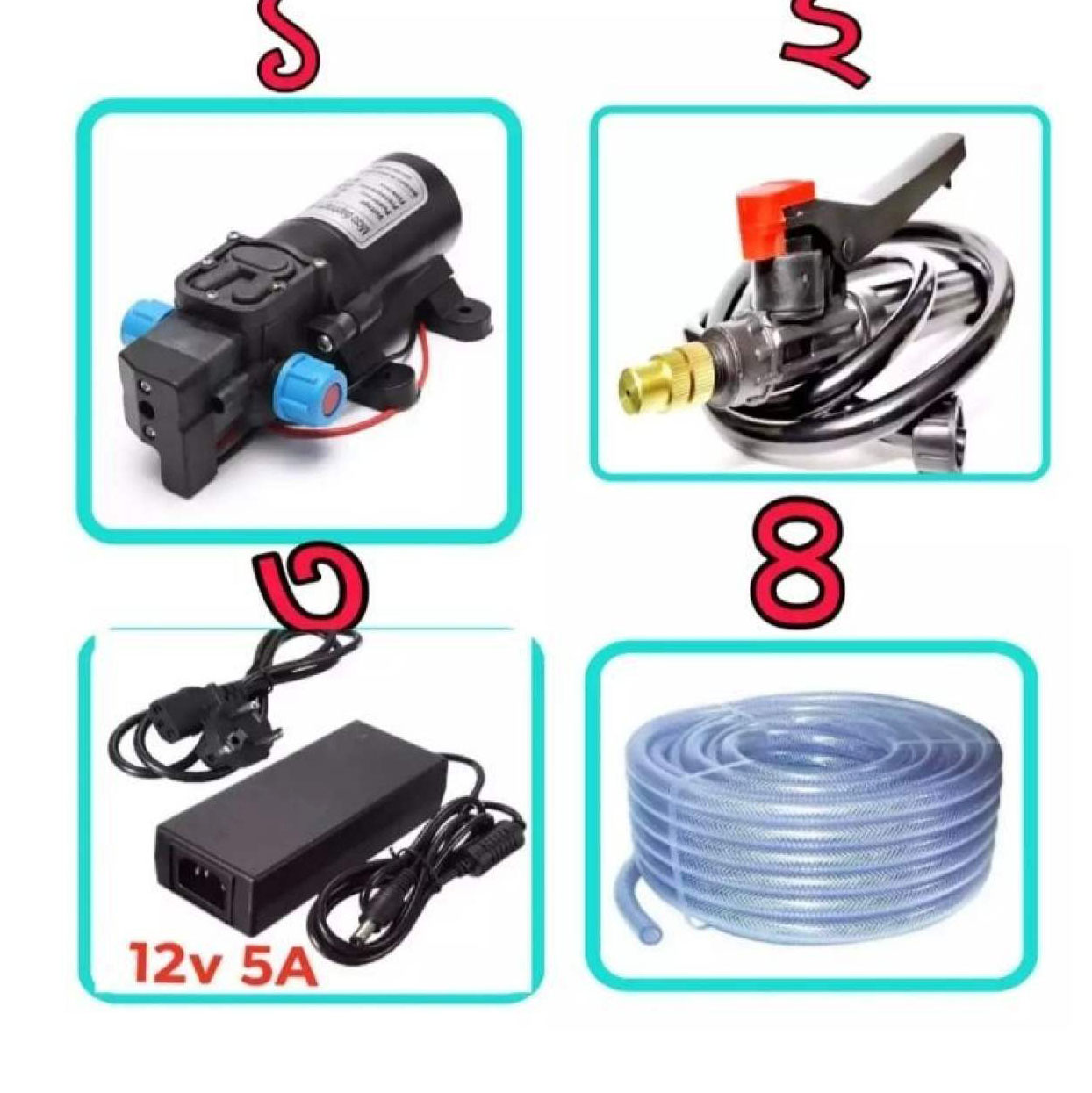 12V High Pressure Water Pump Sprayer Combo Set for Car Motor Bike ...