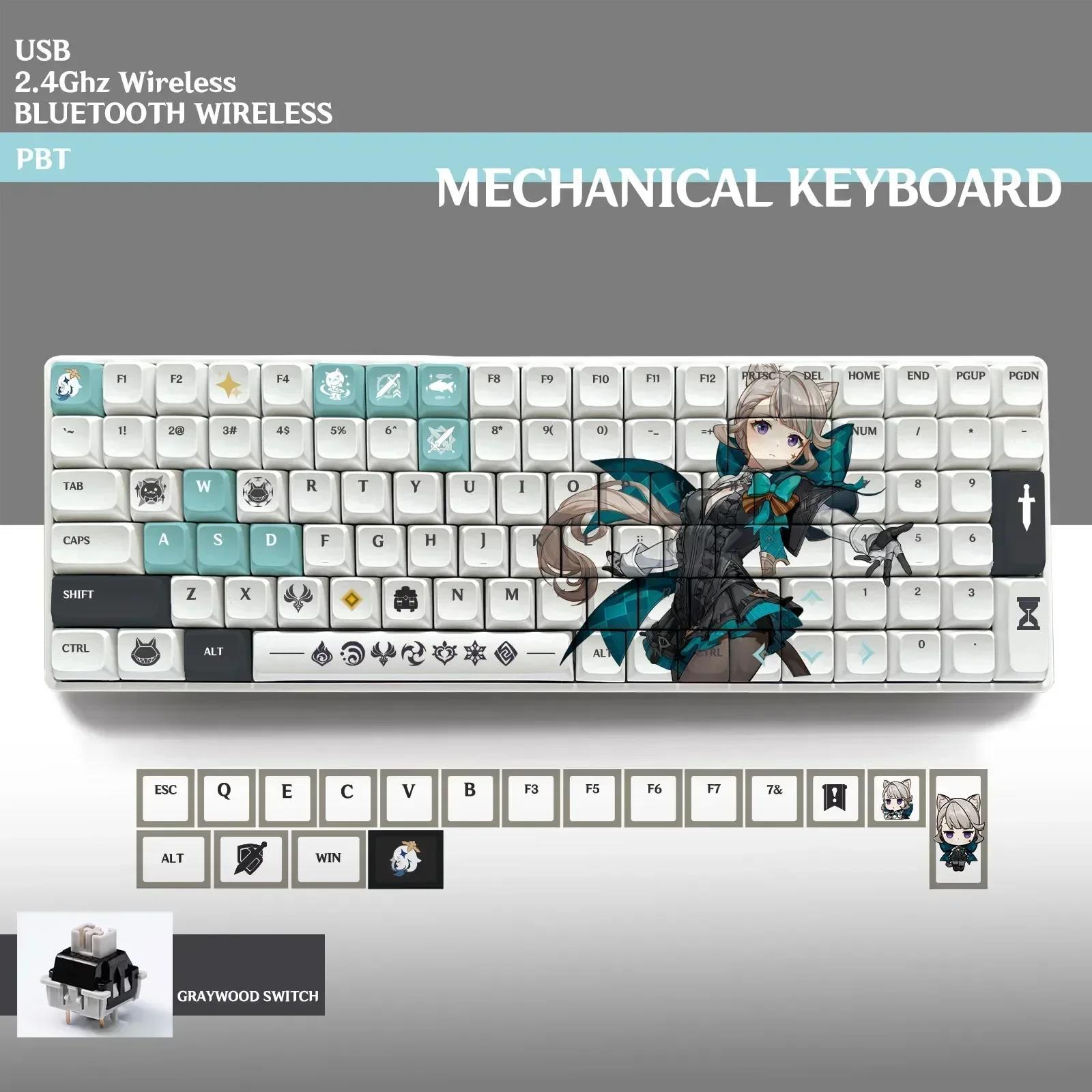 Genshin Impact Furina Wriothesley Mechanical Keyboard with Dye ...