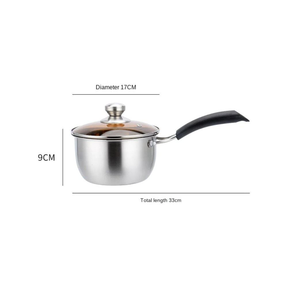 Cookware Stainless Steel Milk Pan Long Handle Butter Warmer Soup Pots ...