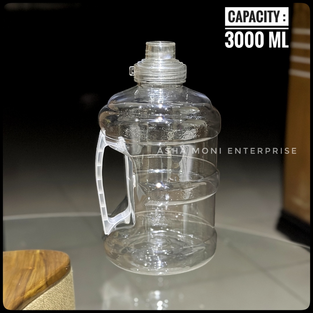 3L Plastic Water Gallon - BPA Free and Food Grade Plastic Water Bottle, Handle Carry and Large ...