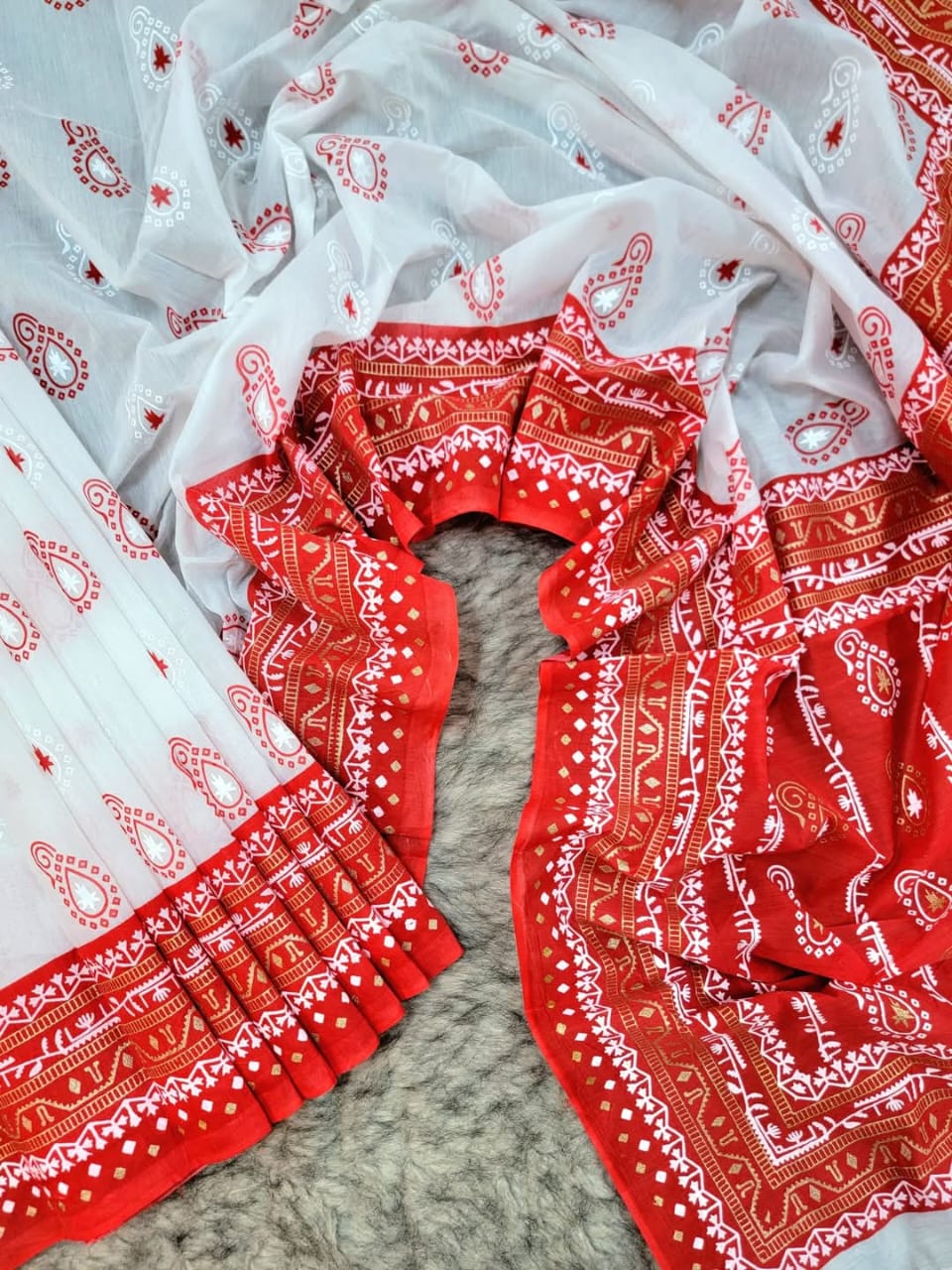 Half silk afsan print saree for women Tangail Saree | Daraz.com.bd