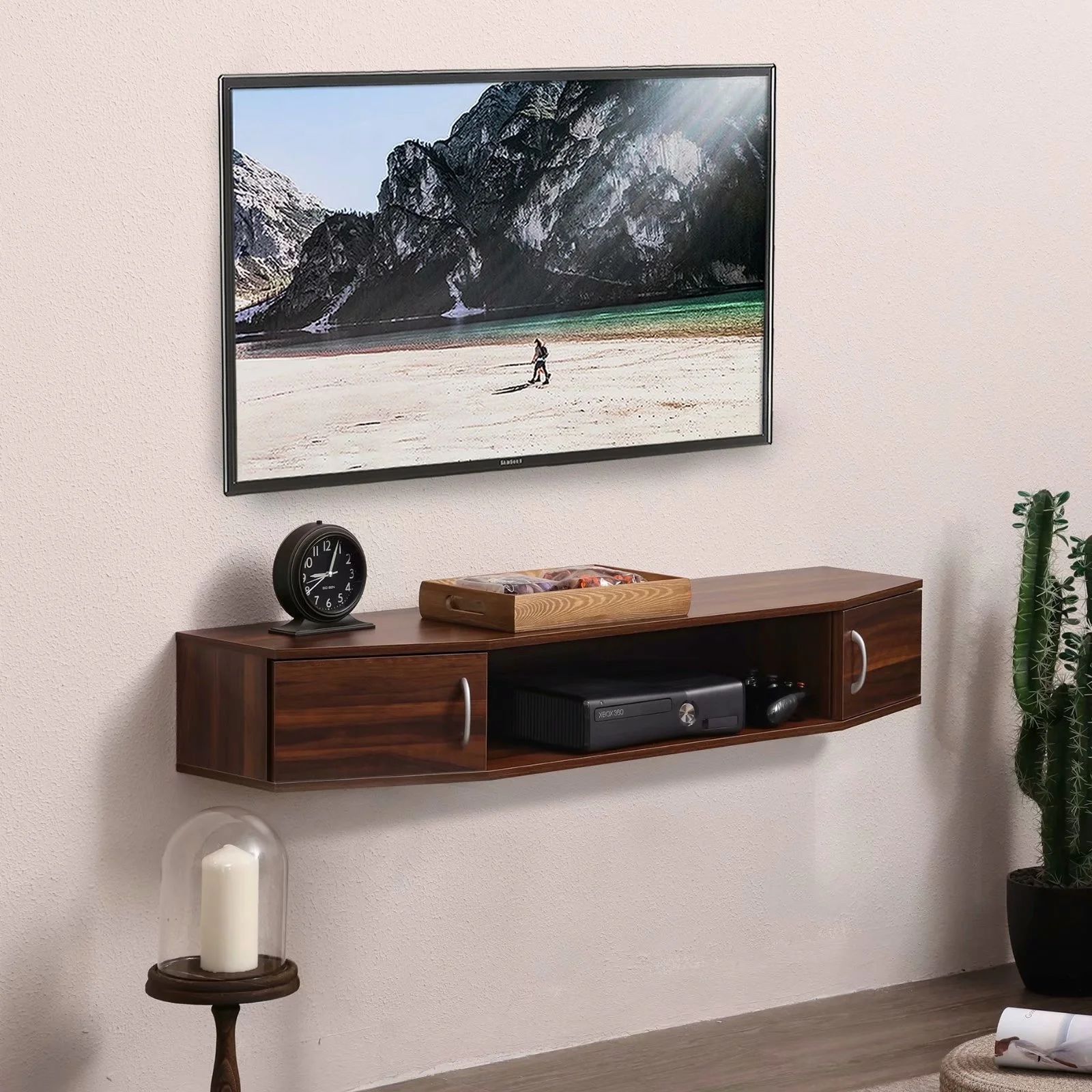 Modern Cabinet System Wall Mounted Media Console Floating TV Shelf TV ...