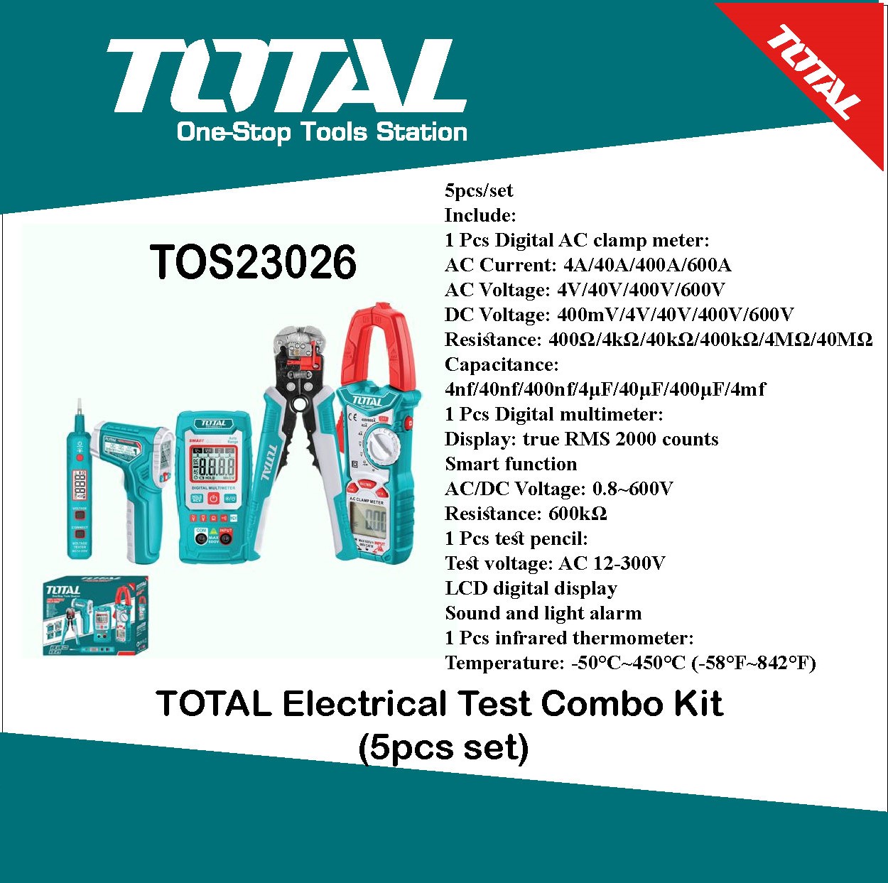 TOTAL Electrical Test Combo Kit (5pcs set) TOS23026 | Daraz.com.bd
