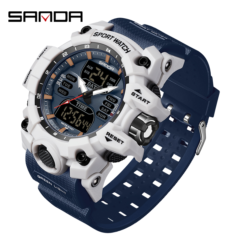 SANDA Dual Display Men Watches Waterproof Sports Watch Military Man ...