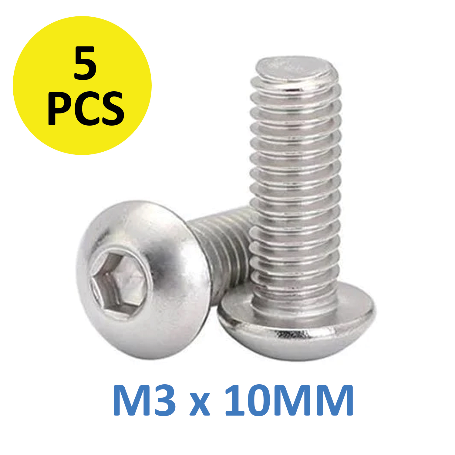 M3 x 10mm Machine Screws Hex Socket Round Head Screw 304 Stainless ...