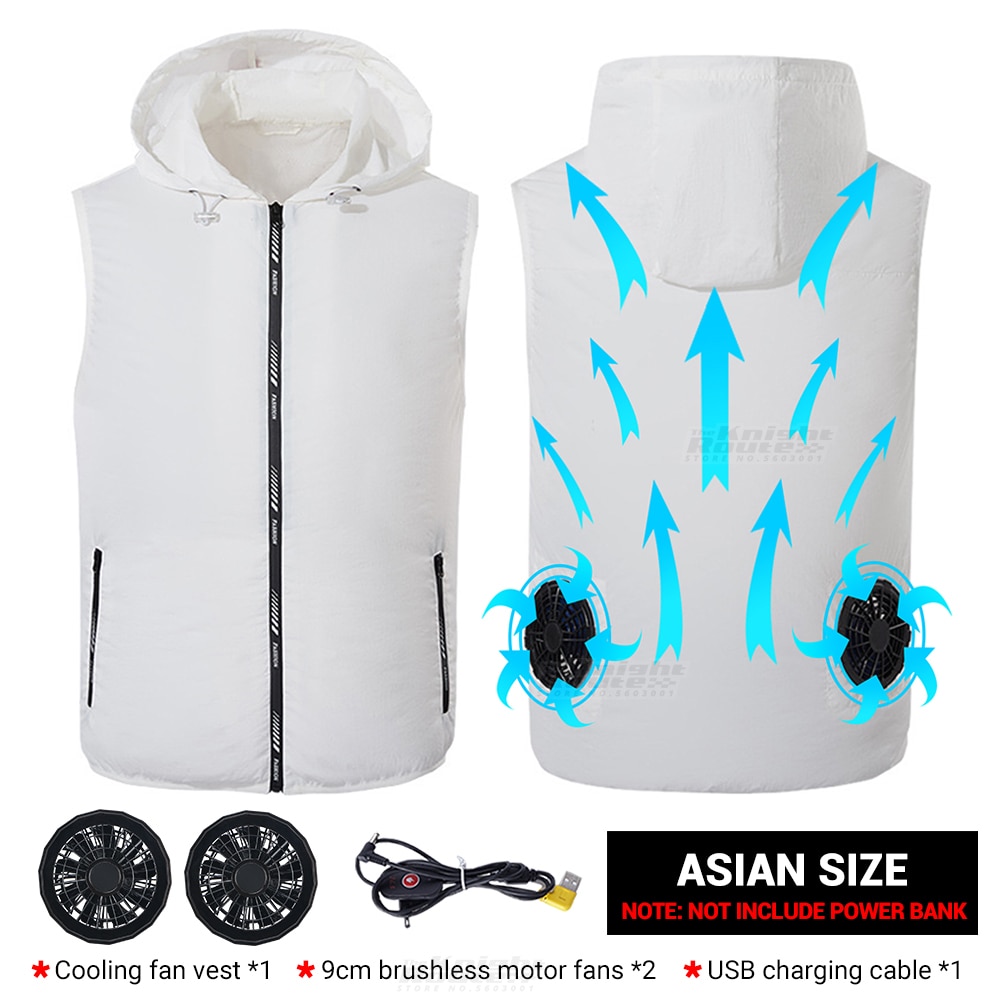 Outdoor Summer Cooling Fan Jacket Men USB Power Supply Air Conditioning ...