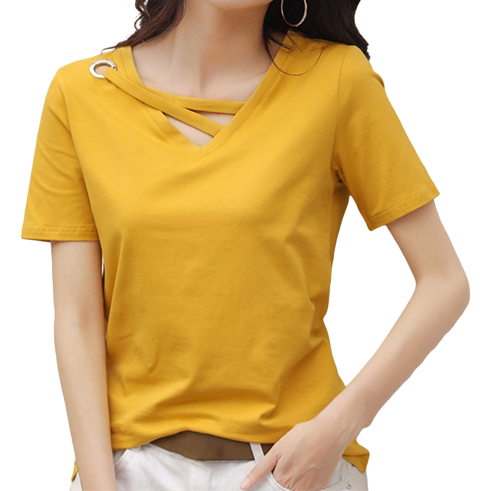 Women Shirt Pure Colors Colorfast Summer T-shirt | Daraz.com.bd
