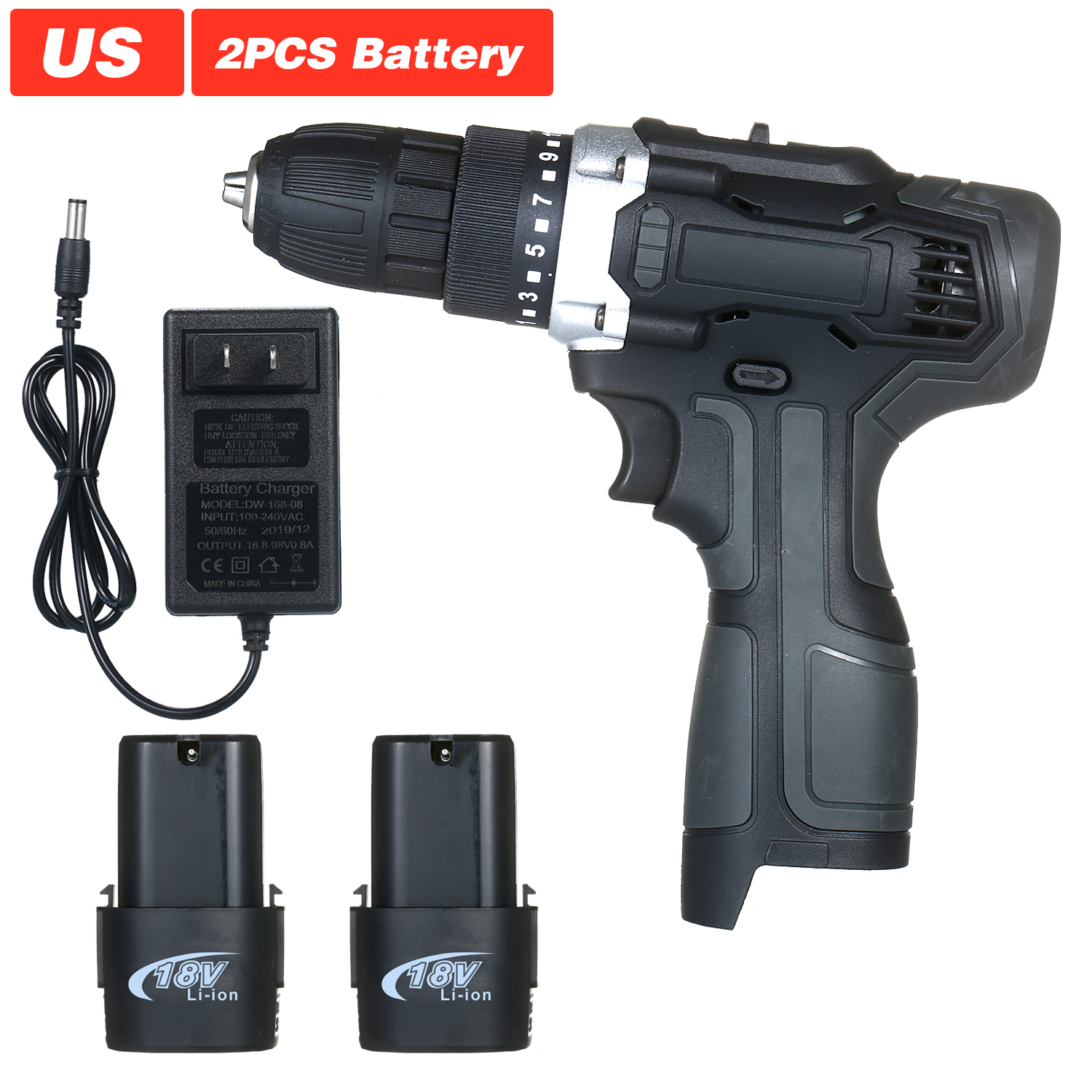 KOGEEK 18V 2-Speed Cordless Drill Driver Fast Charger 15+1 Clutch Max ...