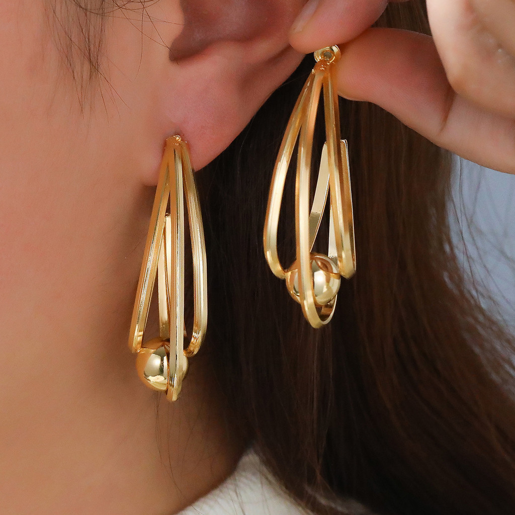 Elegant Gold Metal New U-shaped Multi-layer Exaggerated Round Bead ...