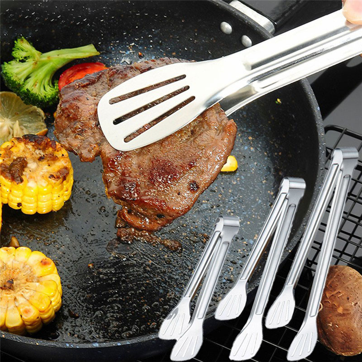 Stainless Steel Food Tongs Kitchen Tongs Utensil Cooking Tong Clip ...