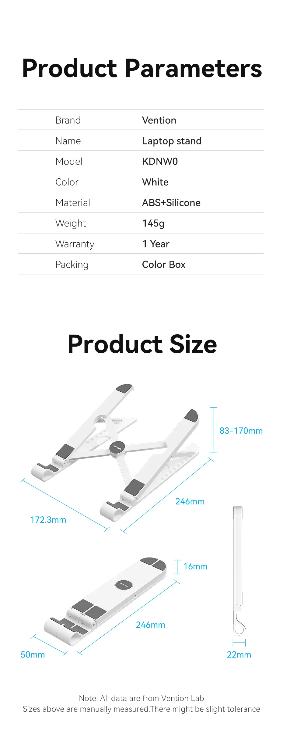 Vention KDNW0 Laptop Stand - Foldable Stand - 9 Gear Adjustment ...
