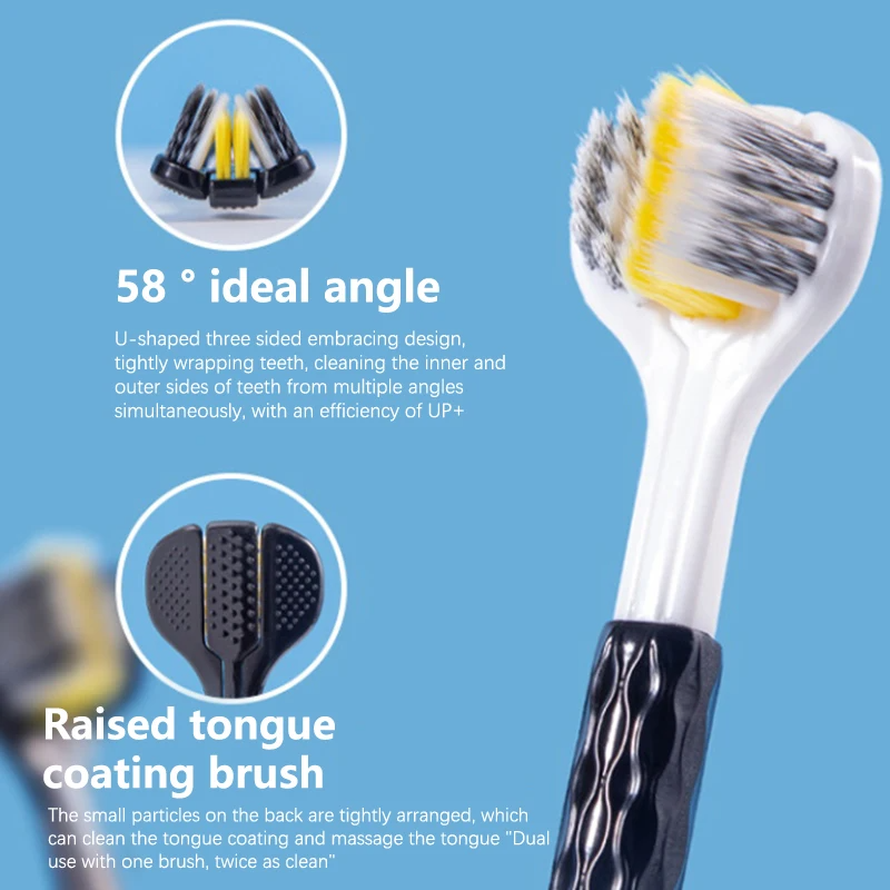 3D Triple-Sided Toothbrush for Adults – 360° Ultra-Soft Bristles with ...