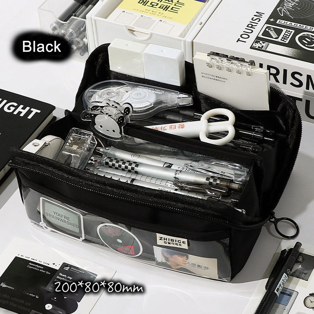 10 Layers Pencil Case Students Stationery Storage Bag Square Pencil Bag ...