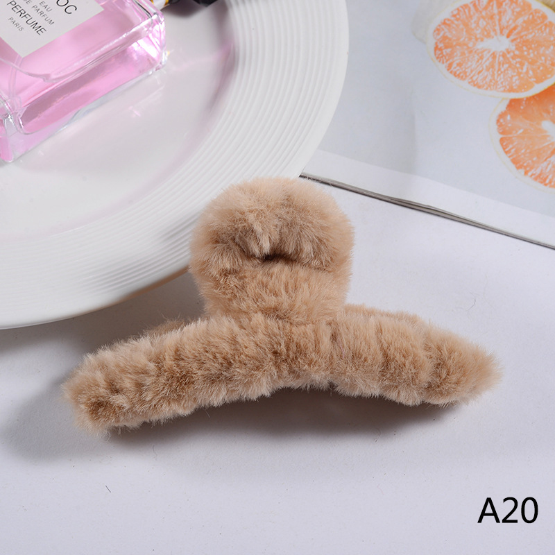 Women Hair Claw Plush Clip Cute Korean Fall Winter Solid Elegant ...