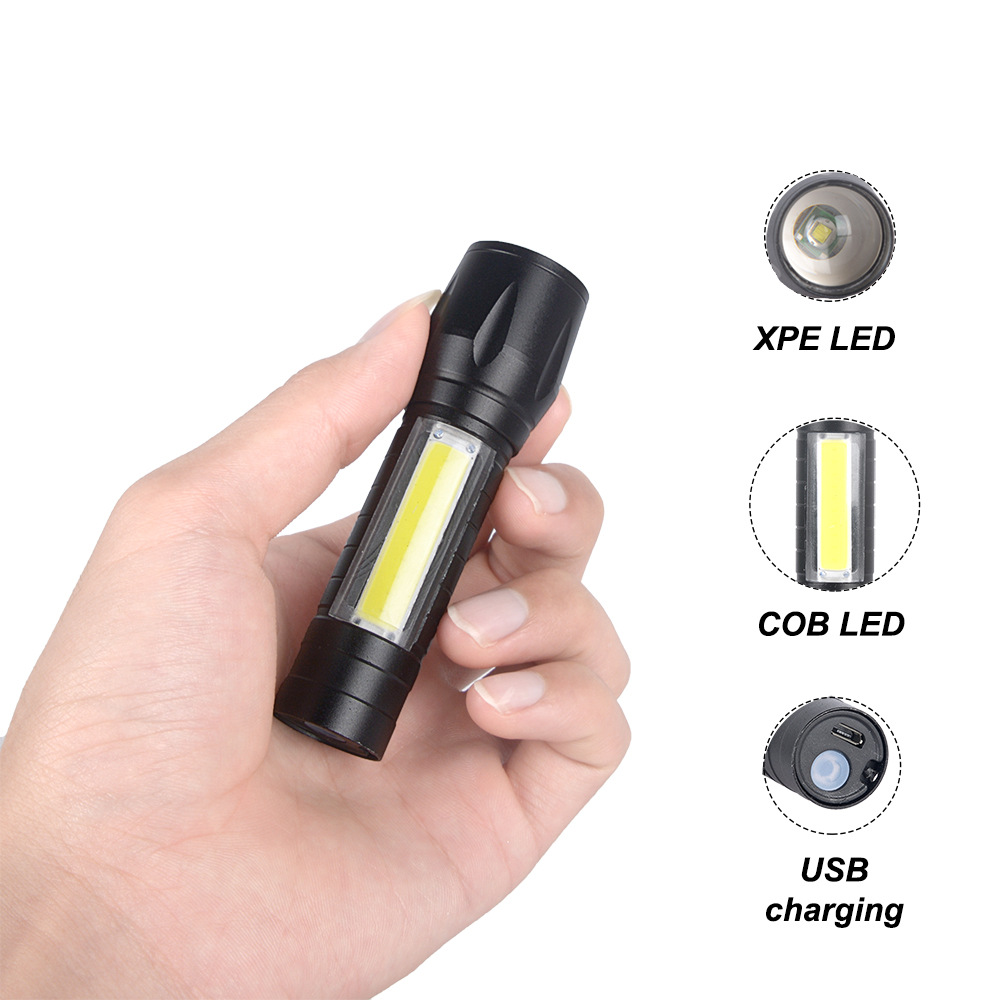 USB Rechargeable LED Torchlight COB LED Torchlight Micro USB Charging ...