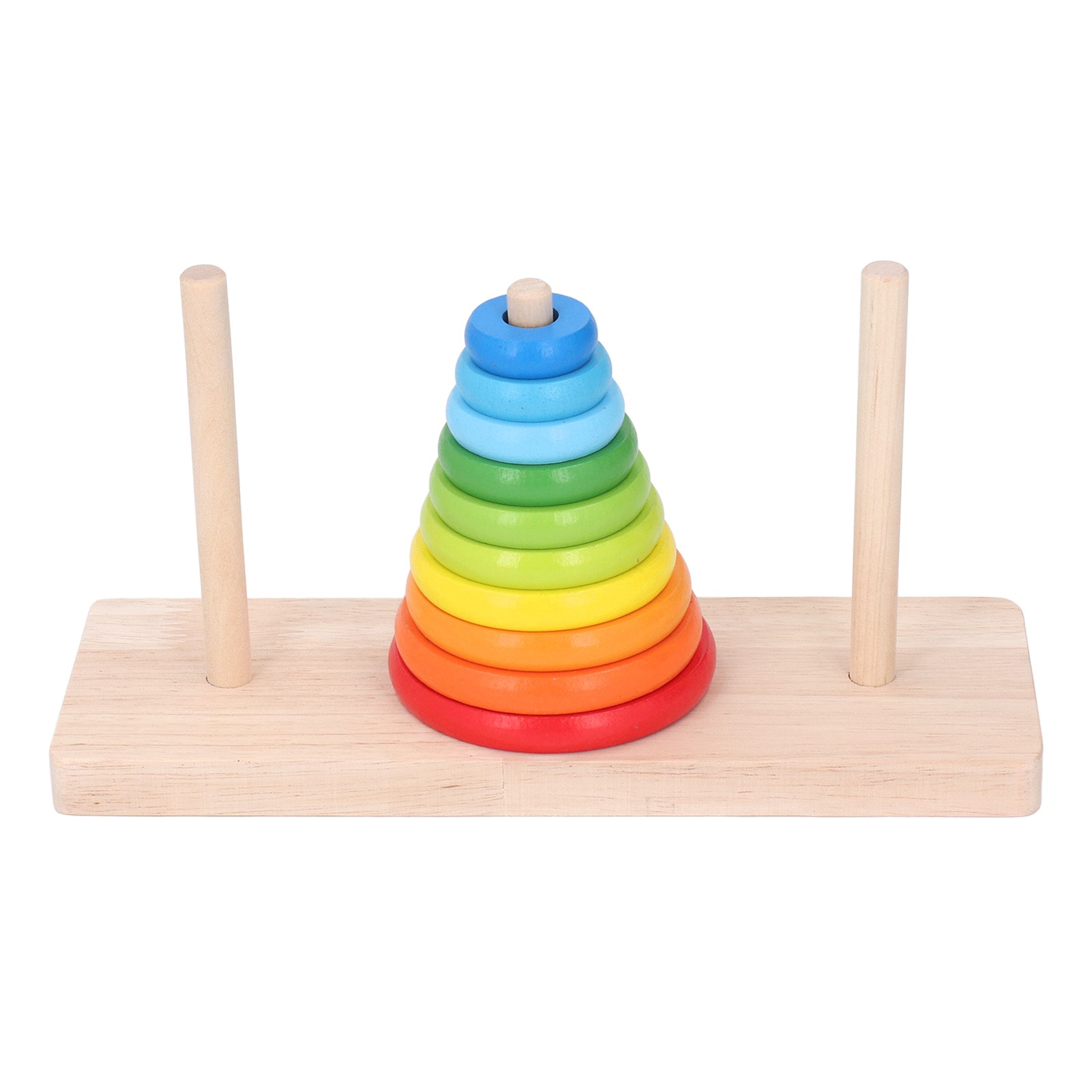 Stacking Tower Toy, Wooden Stacking Rings Shape Sorting Preschool ...