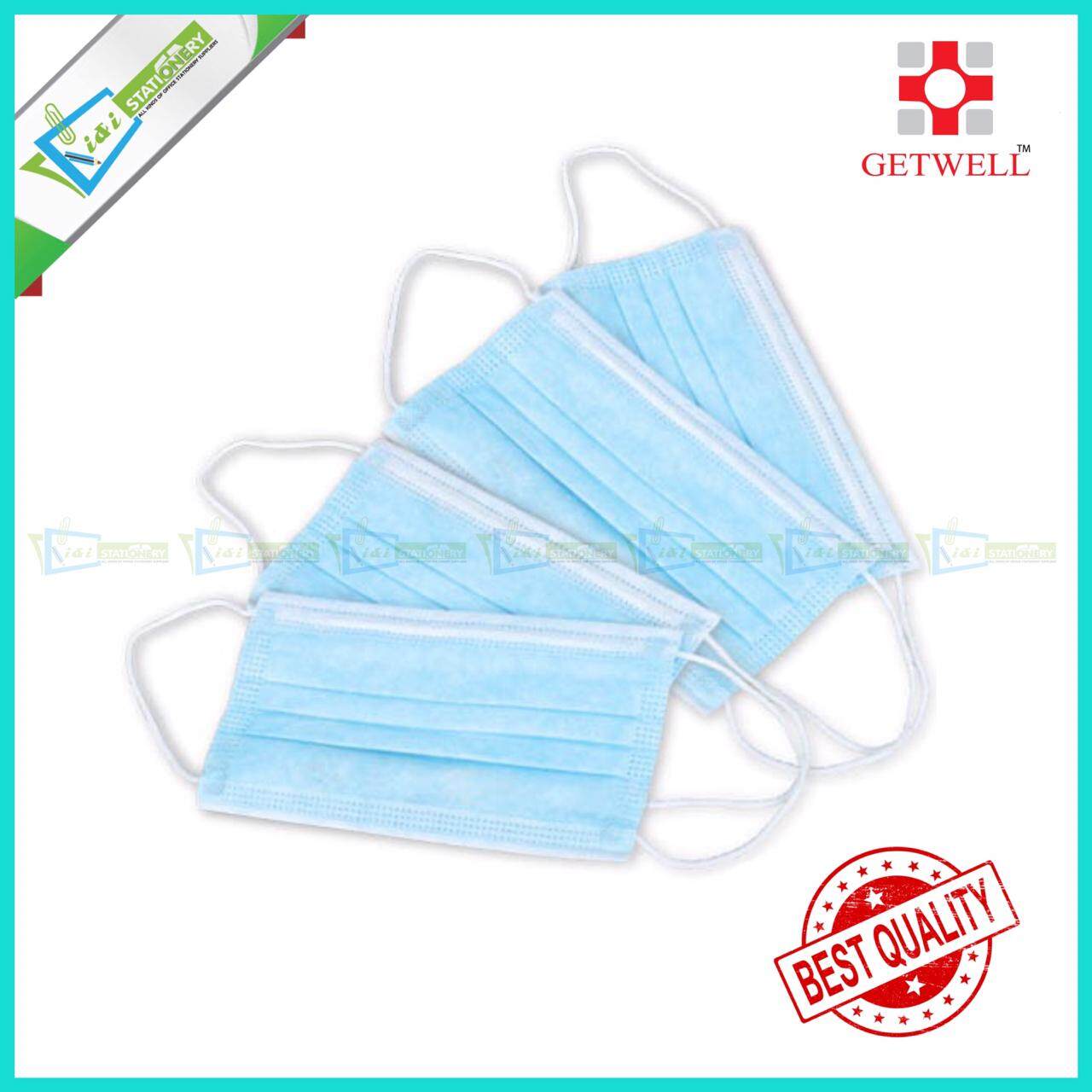 Getwell Surgical Face Mask 3 Ply with Nose Bar For Adult 50 Pcs