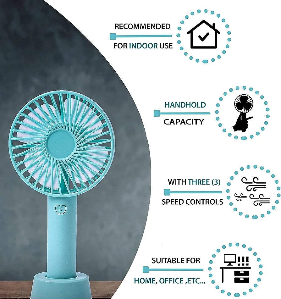 Mini Portable USB Hand Fan Built-in Rechargeable Battery Operated Table ...