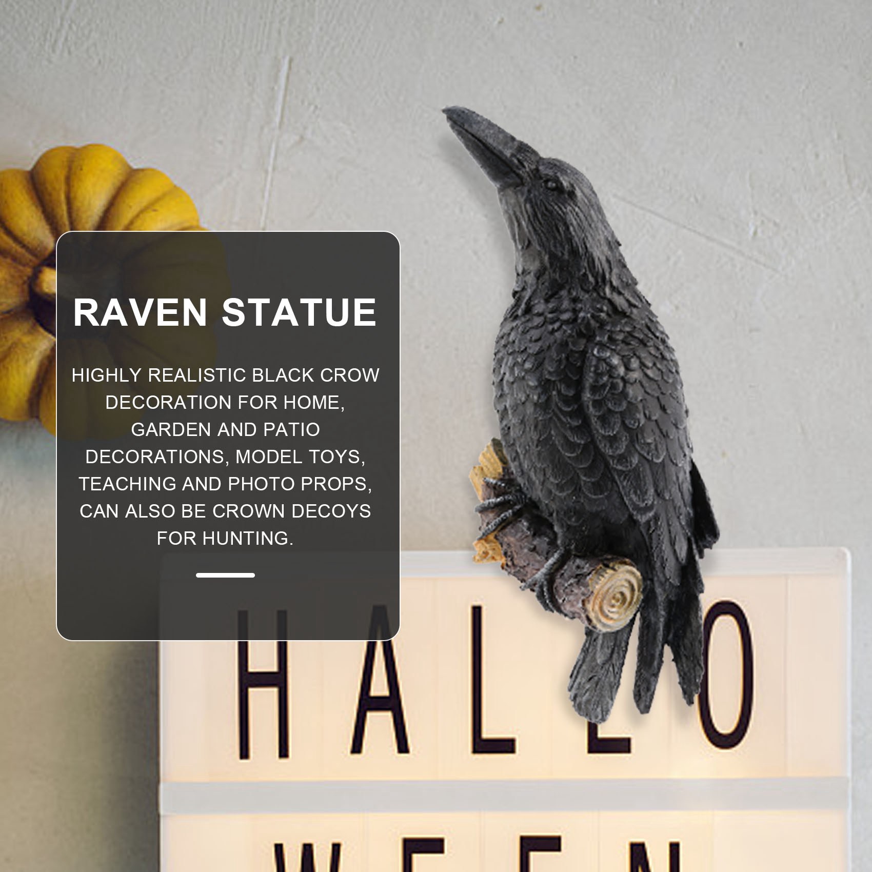 Raven Statue Fake Raven Resin Statue Bird Crow Sculpture Outdoor Crows ...