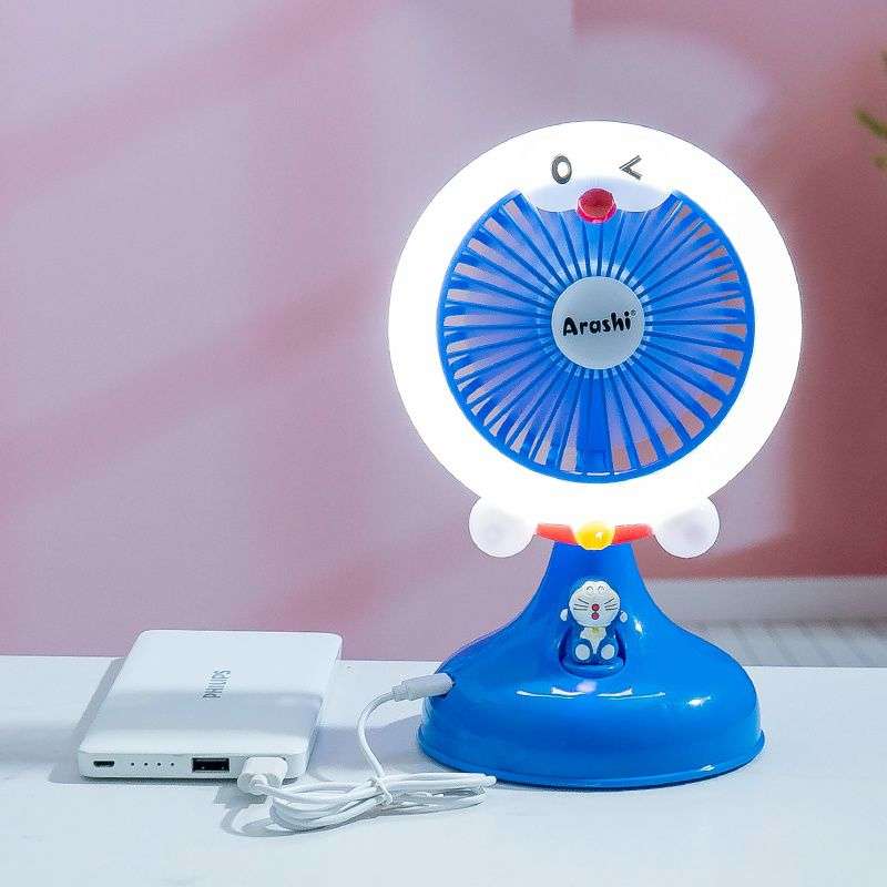 Arashi Doraemon Fan With LED Light, Cute Doraemon fan, Cooling speed ...
