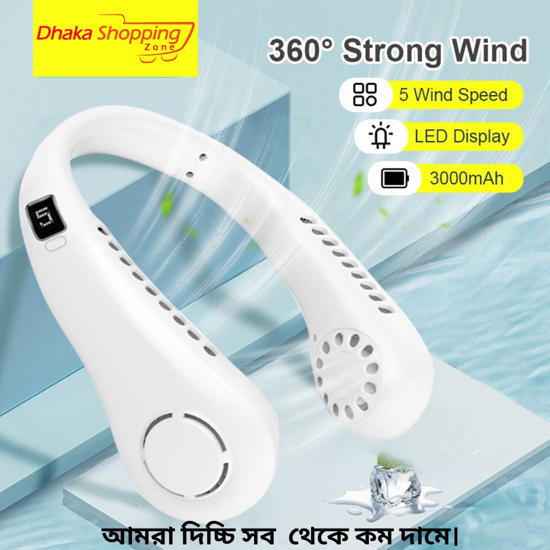 New Hanging Neck Fan LED Digital Display Portable Cooler Fan Bladeless ...