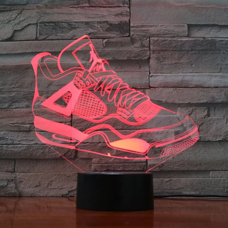 【Cathery Baby Store】Shoes Sneaker Jordan 4 AJ 3d Night Basketball Bedroom Decor Sensor Light Kid ...
